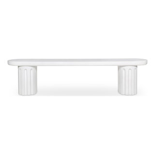 Eris White Fiberglass Outdoor Dining Bench - Contemporary - Outdoor ...
