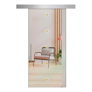 Sliding Glass Door With Frosted & Faceted Stones Design ALU100, 30"x84 ...