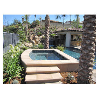 Precasts spa coping, Rock waterfall - Traditional - Pool - Orange ...