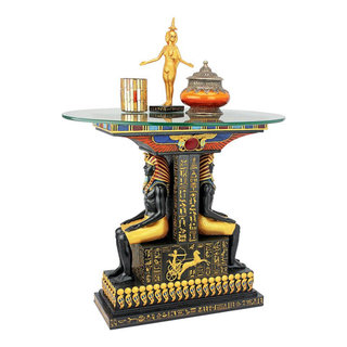 Design Toscano Tut The Pharaoh Glass Top Table - Traditional - Side ...