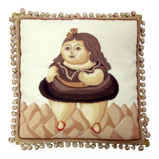 Petit Point Fernando Botero "Lady" With Tassel Pillow, 18"x18 ...