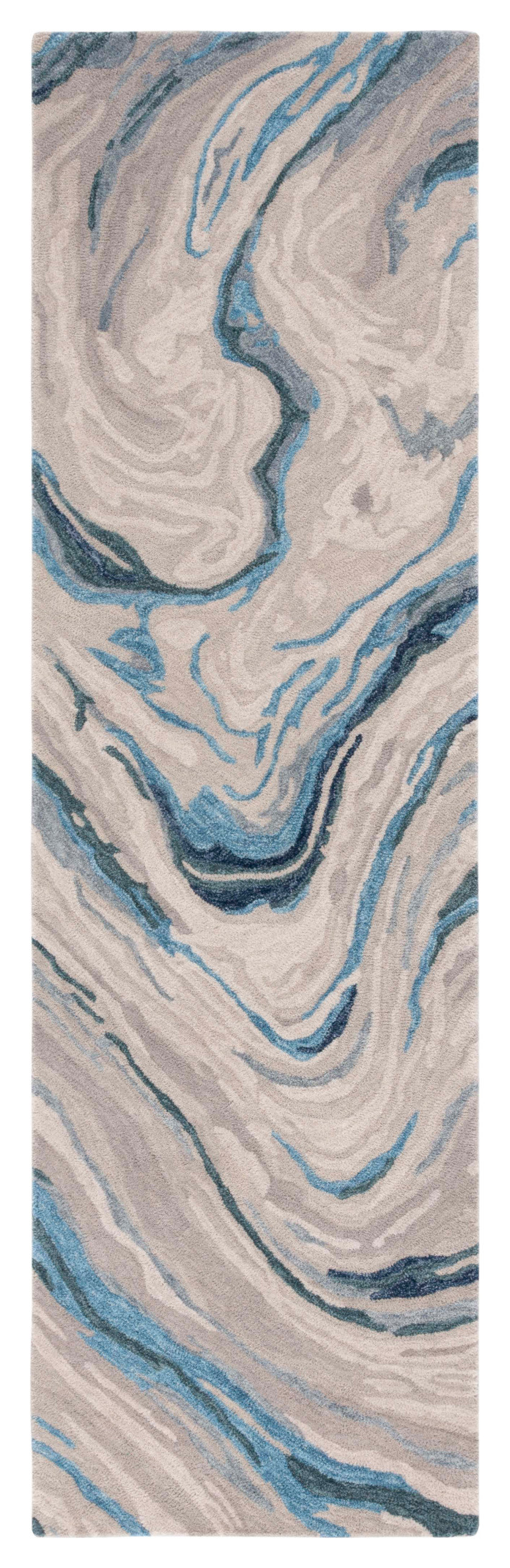 Safavieh Soho Soh675M Organic/Abstract Rug, Blue/Beige, 2'3"x8' Runner ...