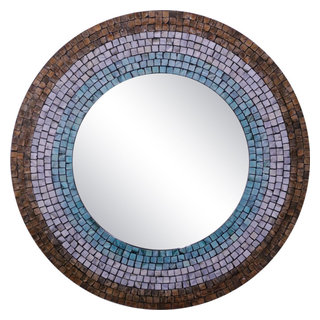 Southwestern Mother of Pearl Framed Mirror, 30 X 30 - Beach Style ...