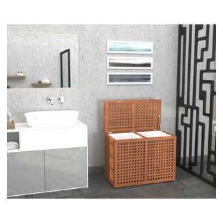 Grate Teak Laundry or Storage Hamper, Double Large - Transitional ...