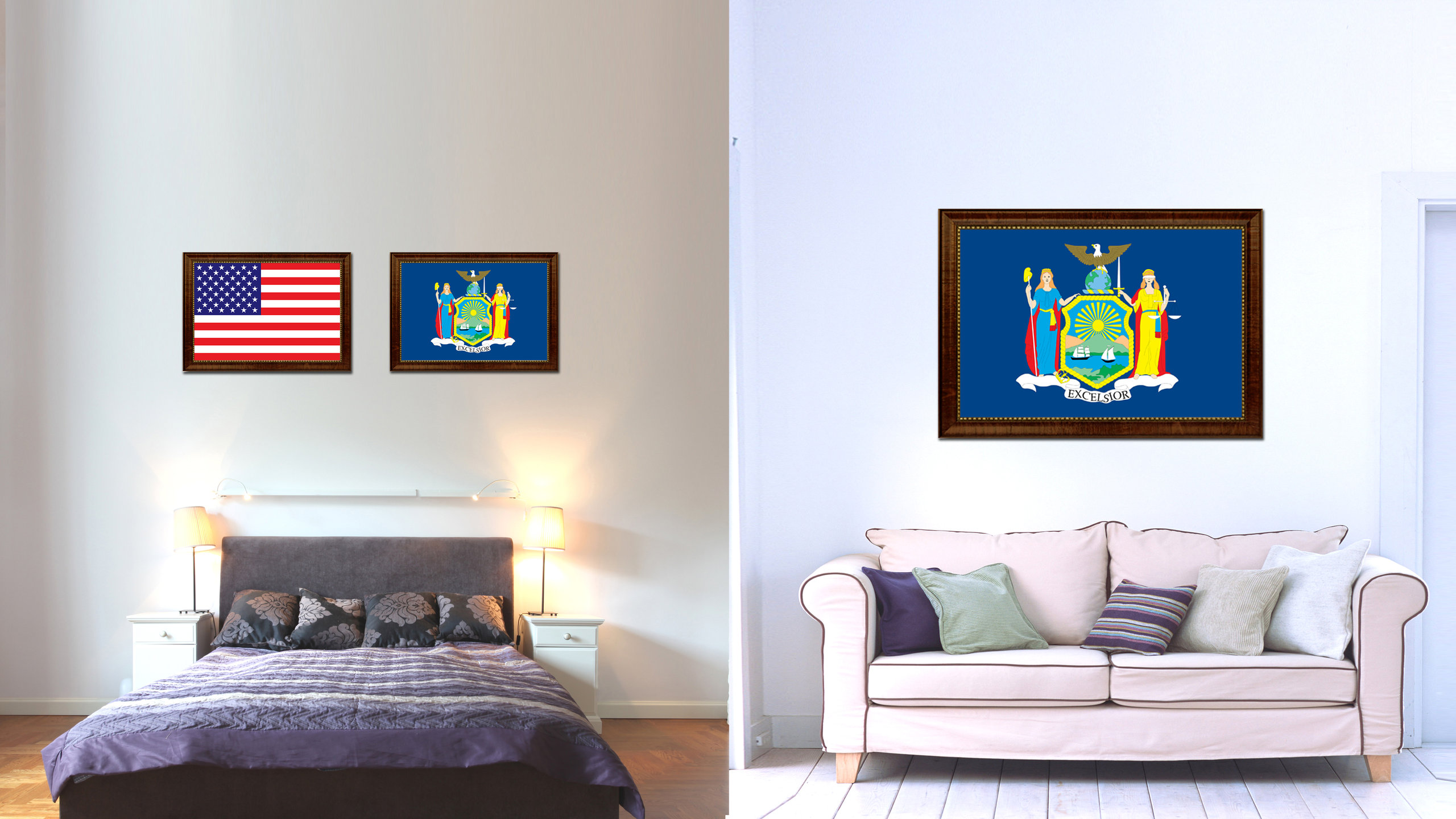 New York State Flag Canvas Print, 21"x30" - Traditional - Prints And ...