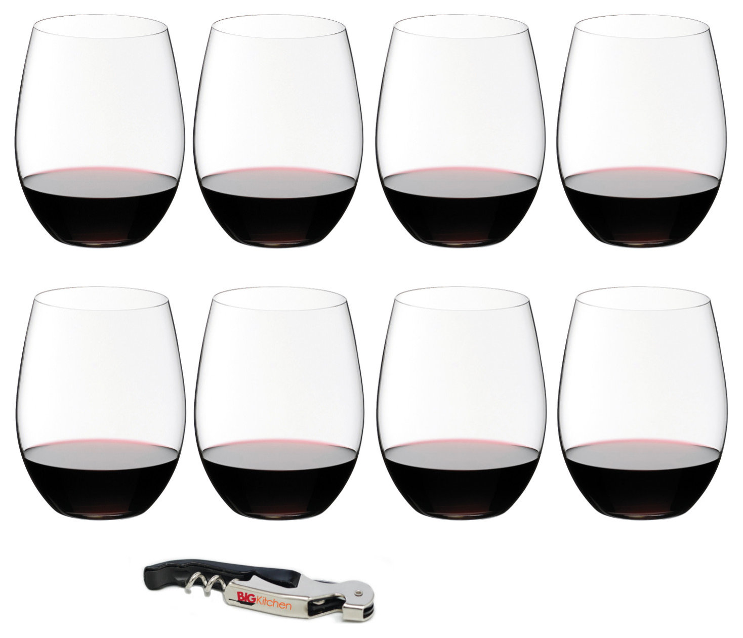 Riedel O Stemless Non-Crystal Cabernet/Merlot Wine Glass, 8 w/Waiter's ...