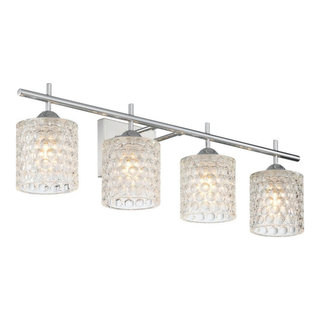 Vanity Art Modern Elegant Cut Crystal 4 Light Vanity, Chrome ...