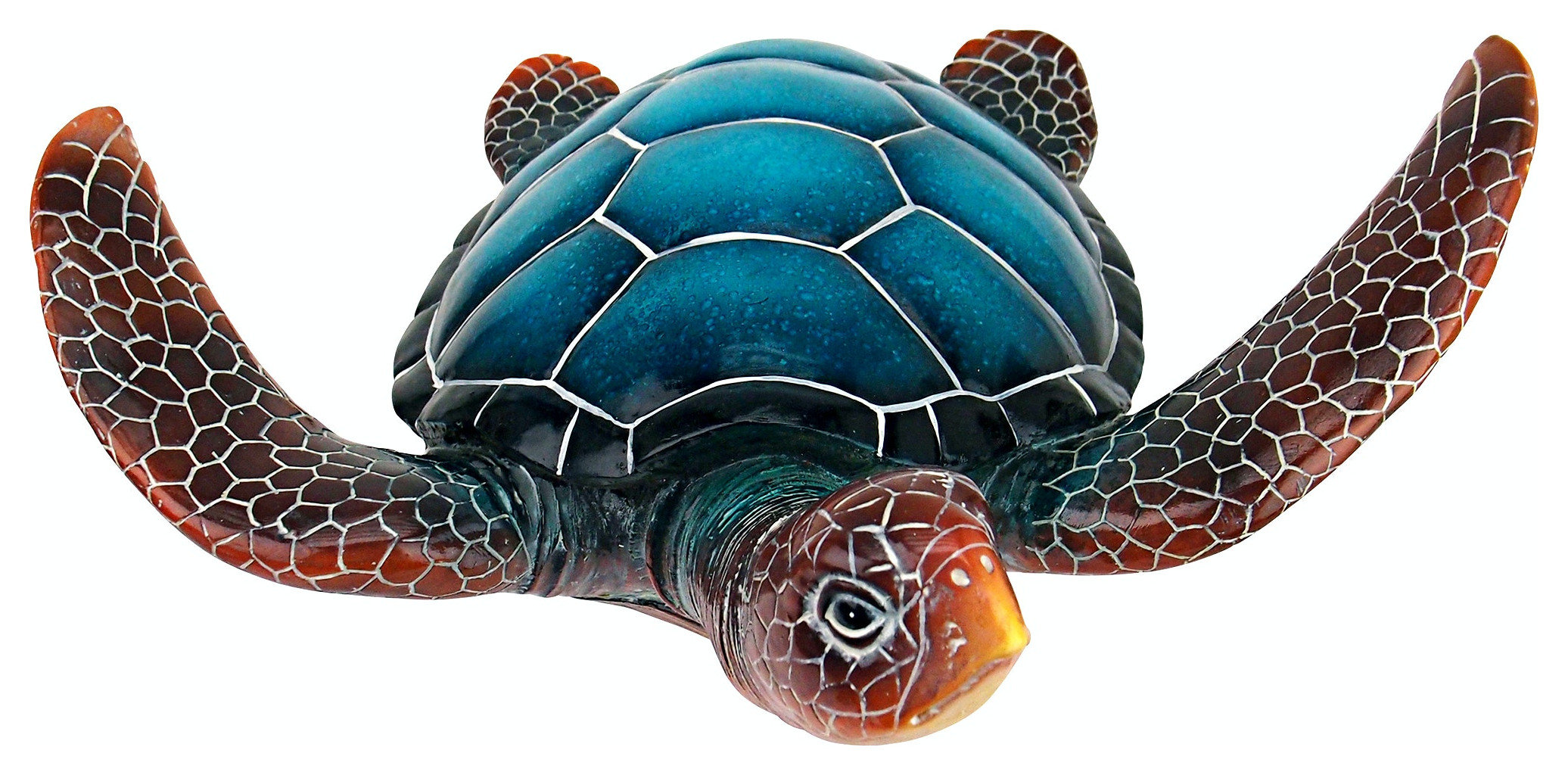 Medium Blue Sea Turtle Statue - Beach Style - Decorative Objects And ...