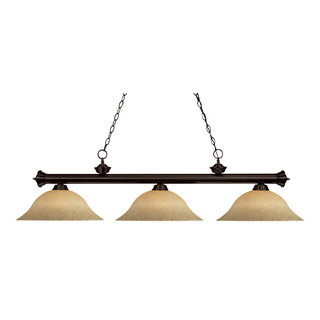 Riviera 3-Light Linear Pendant Light In Bronze, 16 - Traditional - Pool ...