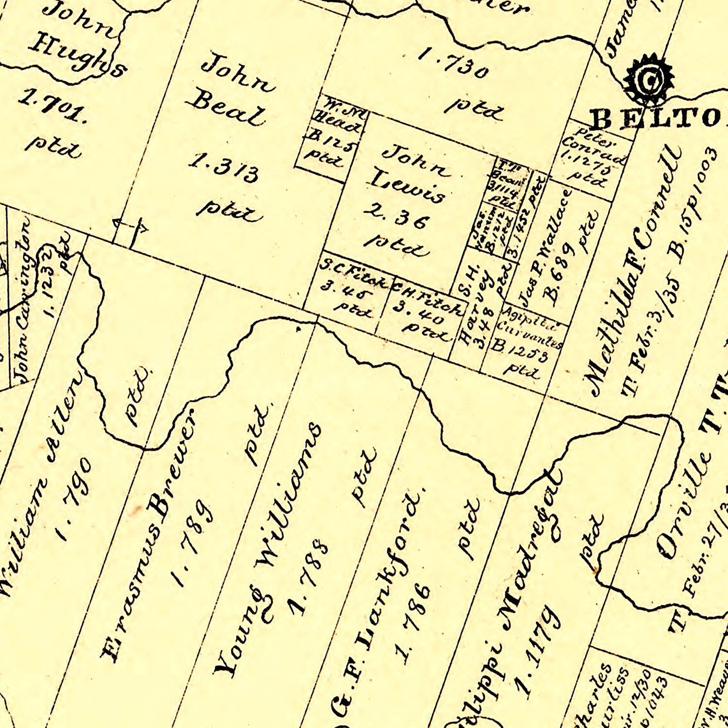 Bell County Map Framed Art 1879, Vintage Texas Wall Decor, 36x24 ...