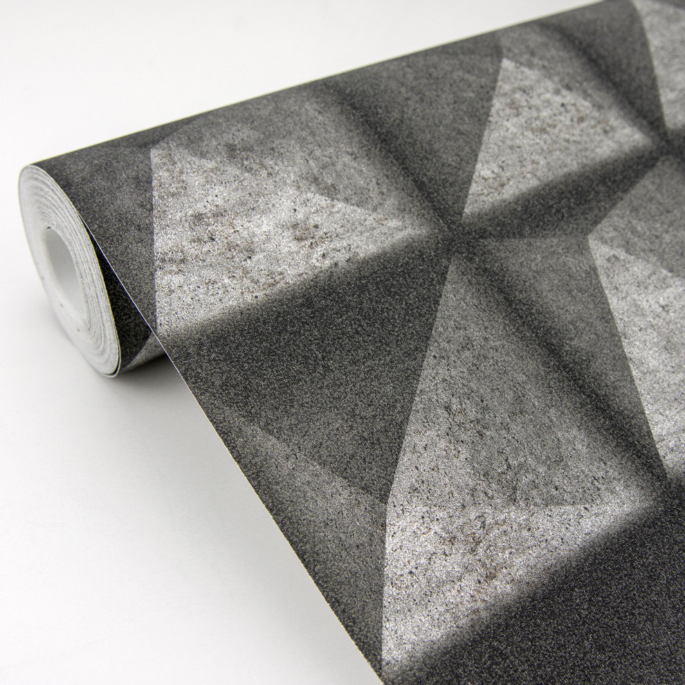 Dax Black 3D Geometric Wallpaper, Bolt - Contemporary - Wallpaper - by ...