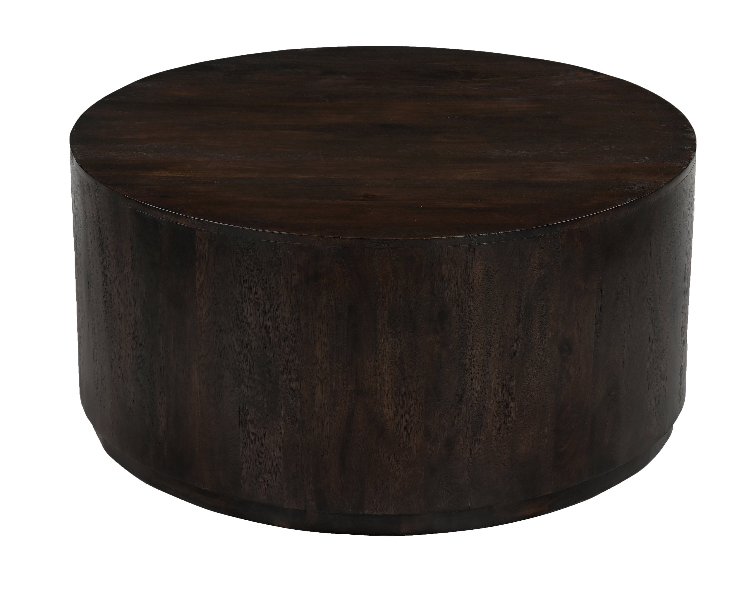 Flagstaff Round Cocktail Table in Modern Barista Brown Finish on Solid ...