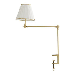 Tilt & Clamp Table Lamp, 1-Light, Antique Brass, Adjustable 7" - 20.5 ...