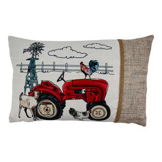 Farm Tractor Design Throw Pillow, 13"x20" - Farmhouse - Decorative ...