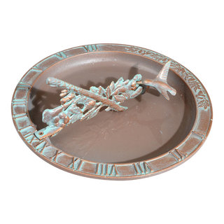 Hummingbird Sundial Birdbath, Copper Verdi - Traditional - Sundials ...
