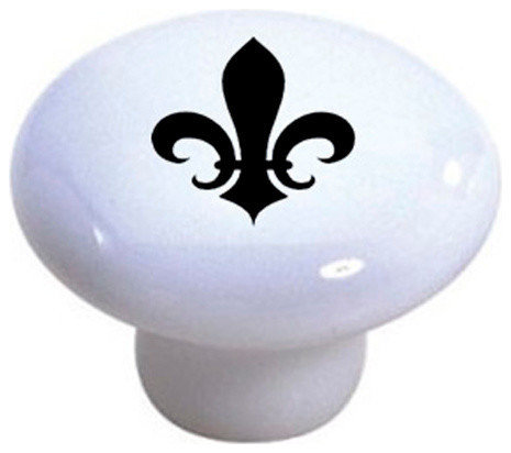 Black Fleur De Lis Ceramic Knob - Contemporary - Cabinet And Drawer Knobs - by Carolina Hardware ...