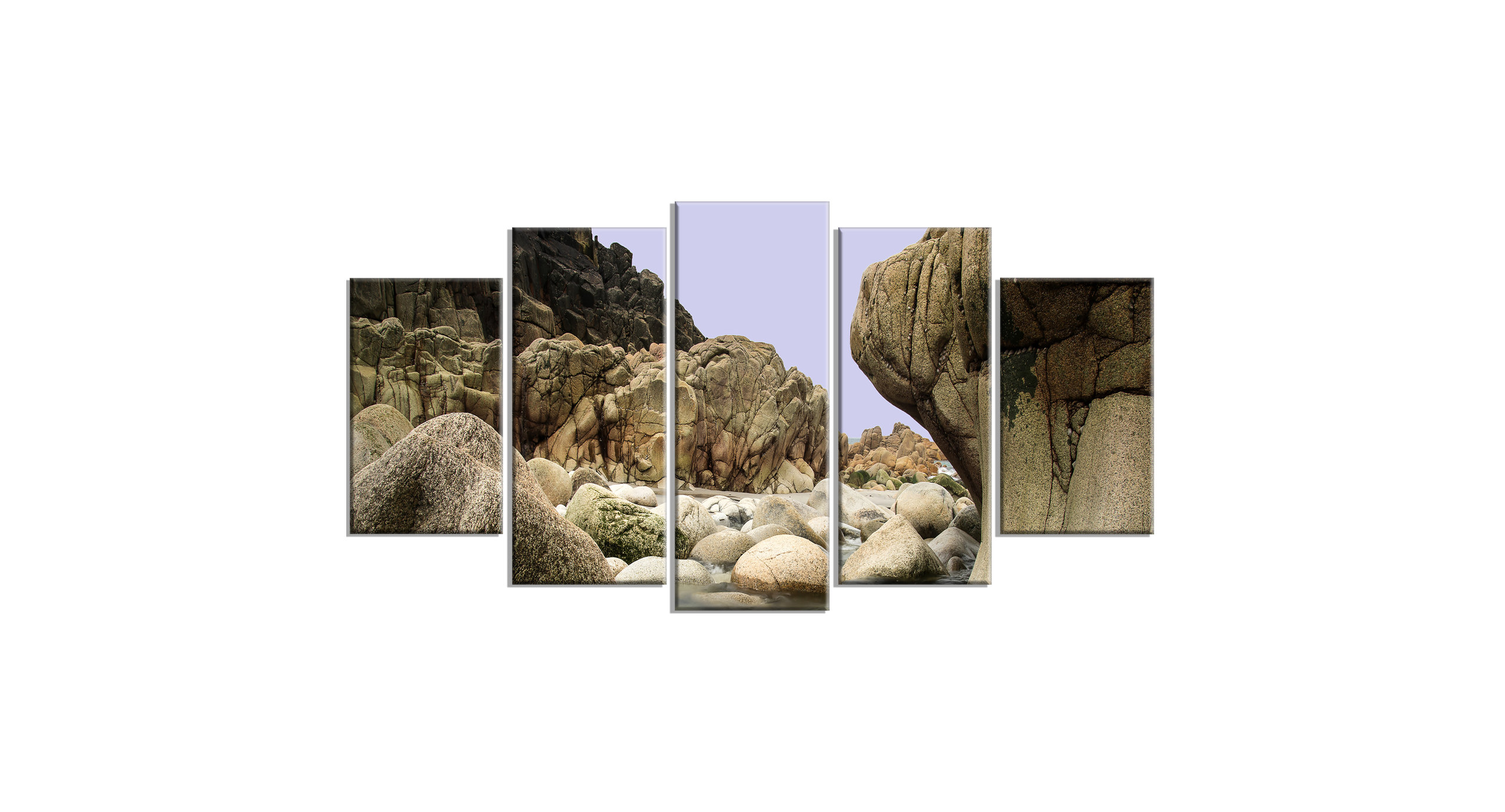 "Smooth Rocks in Coastline Panorama" Metal Wall Art, 60"x32" - Beach ...