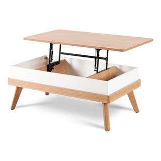 Modern Lift Top Coffee Table with Angled Legs and Hidden Storage Space ...
