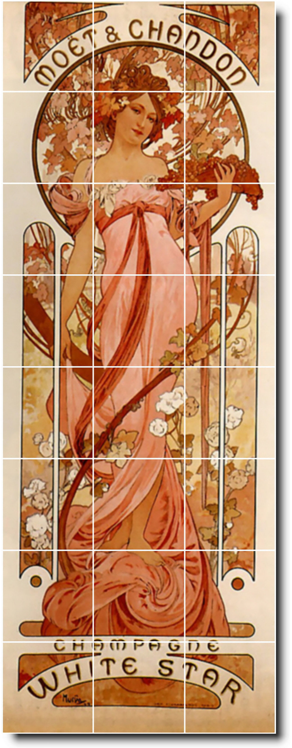Alphonse Mucha Poster Art Painting Ceramic Tile Mural #25, 12.75" Wide ...