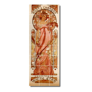 Alphonse Mucha Poster Art Painting Ceramic Tile Mural #25, 12.75" Wide ...