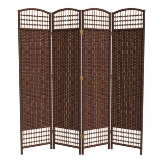 5 1/2' Tall Fiber Weave Room Divider, 4 Panels - Tropical - Screens And ...