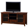 Transitional TV Console with Doors and Shelves, Brown - Transitional ...