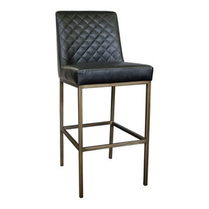 Leather Counter Stool With Bronze Steel Frame - Transitional - Bar ...