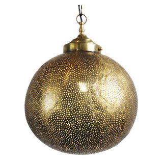 Vashya Brass Dot Globe Pendant Light - Mediterranean - Pendant Lighting ...