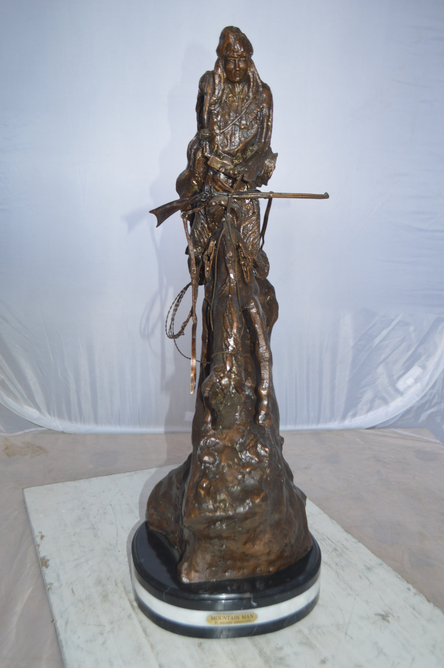 Mountain Man by Remington Bronze Statue - Size: 11"L x 11"W x 30"H ...