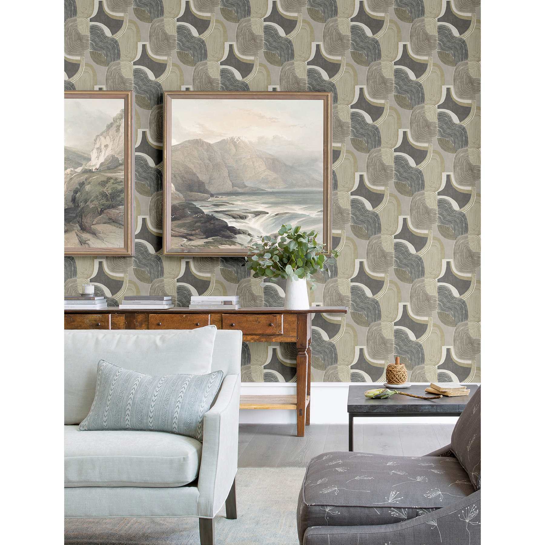 Hollace Slate Geometric Wallpaper, Bolt - Contemporary - Wallpaper - by ...