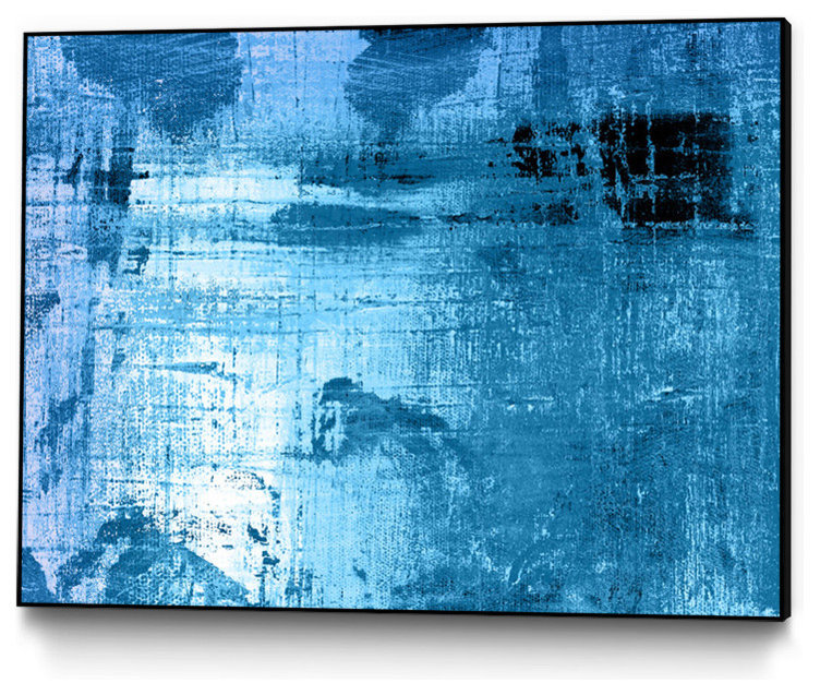"Bleu" Art block Framed Canvas, 36"x24" - Contemporary - Prints And ...