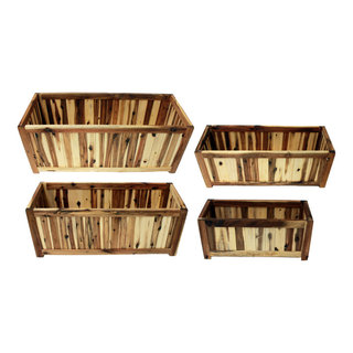 Rectangular Flower Planter, Window Box, Set Of 4, 20", 28", 31" And 35 ...