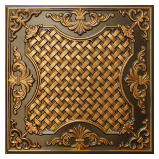 Antique Gold 3D Ceiling Panels, 2'x2' - Rustic - Ceiling Tile - by Dundee Deco | Houzz