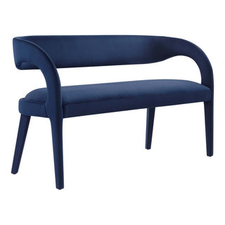 Pinnacle Performance Velvet Accent Bench, Midnight Blue - Contemporary ...