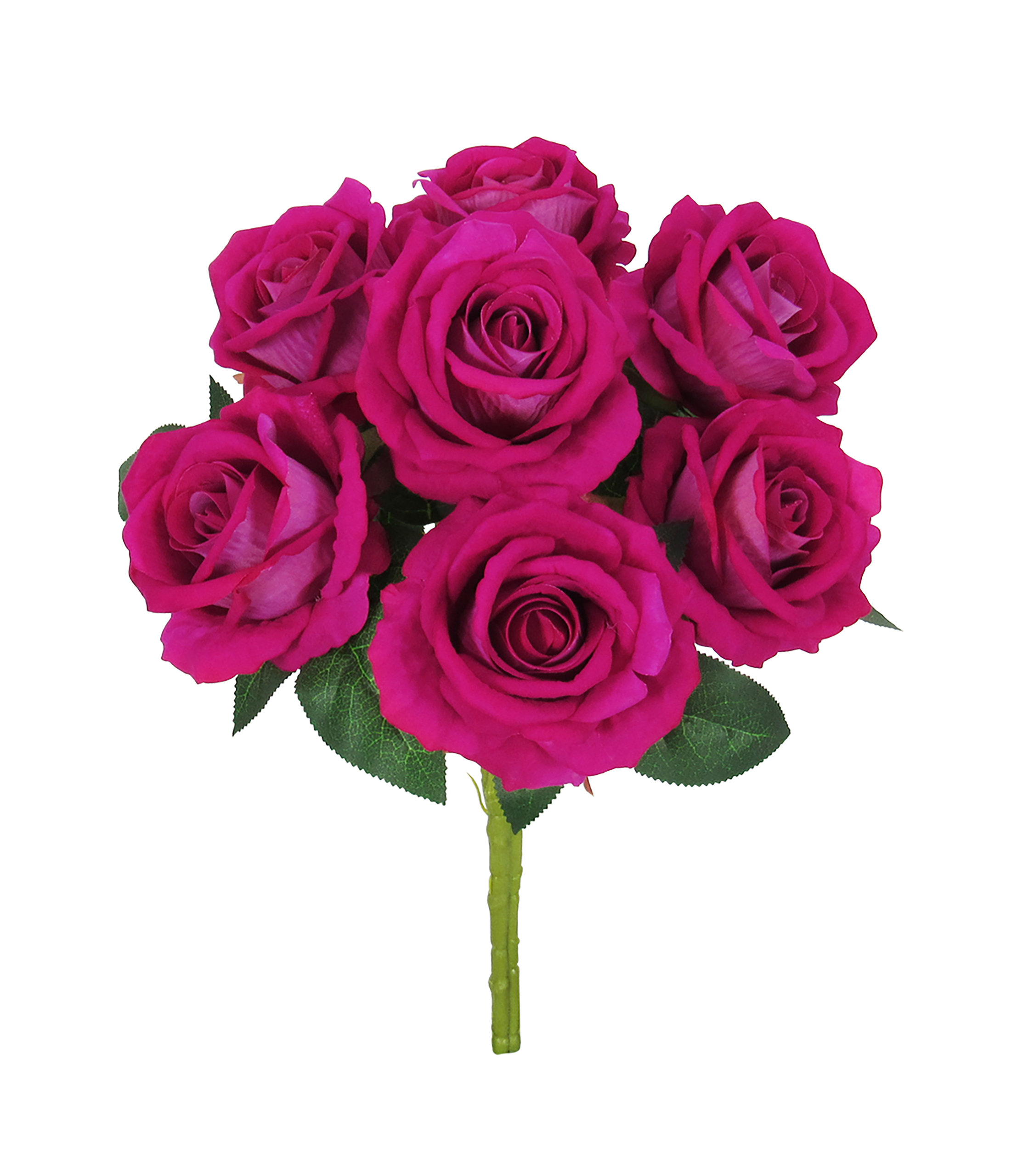 Set of 2 Hot Pink Artificial Velvet Rose Flower Stem Bush Bouquet 16 ...