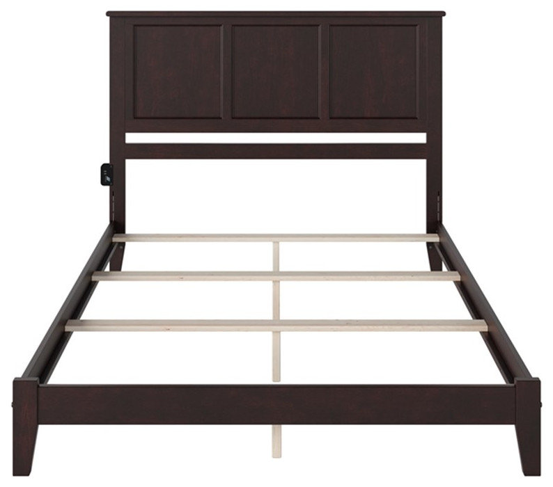 AFI Madison Queen Solid Wood Foundation Bed with Charging Station in ...