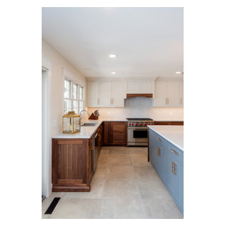 Custom Walnut/Brass Inlay cabinets - Transitional - Kitchen - New York ...