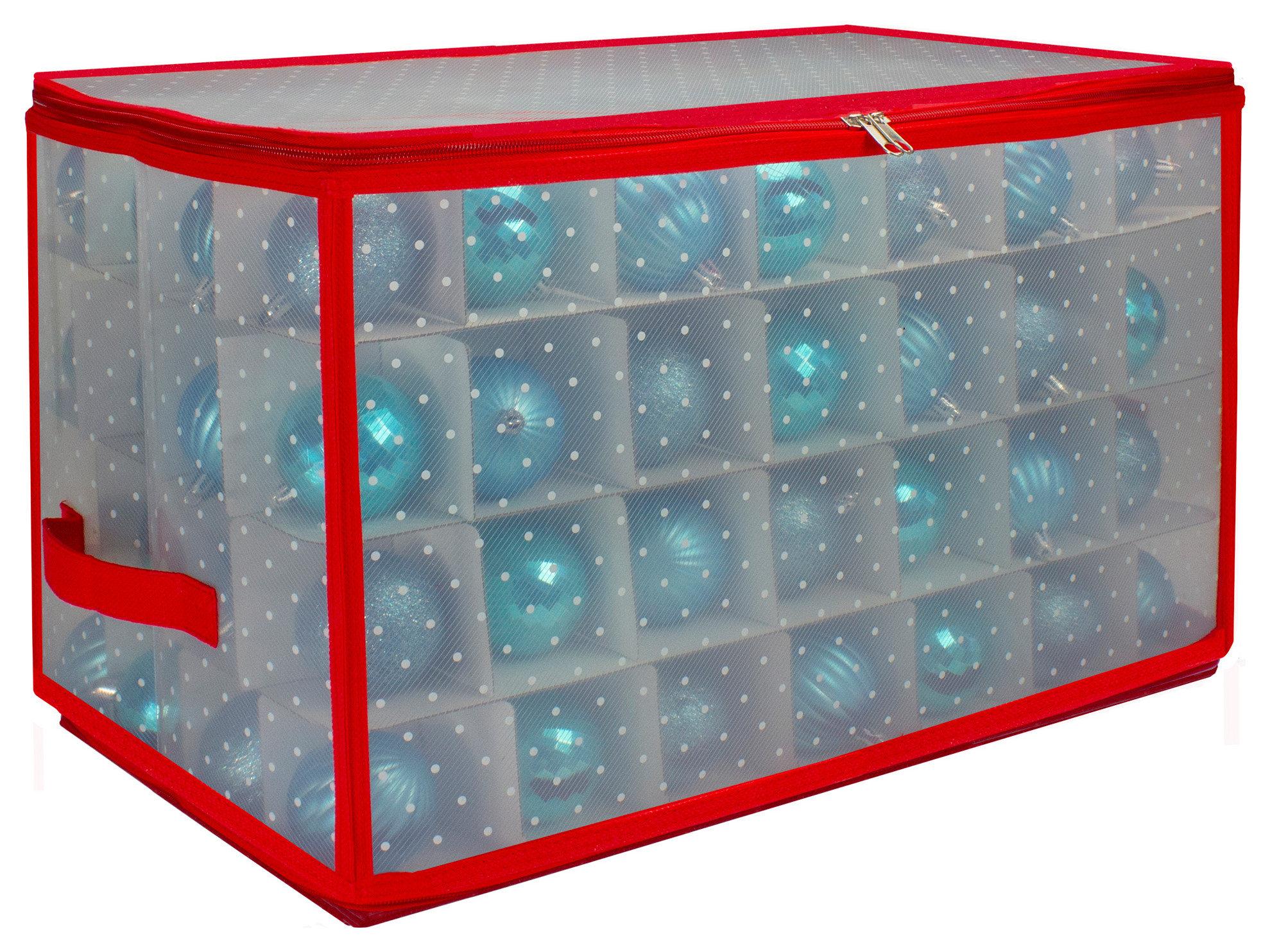 20.5" Transparent Zip Up Christmas Storage Box, Holds 112 Ornaments ...
