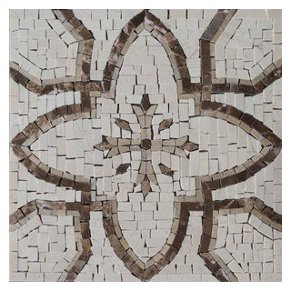 Earthy Floral Mosaic Motif, 32" x 32" - Contemporary - Tile Murals - by ...