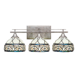 Uptowne 3-Light Bath Bar, Aged Silver/Royal Merlot Art - Victorian ...