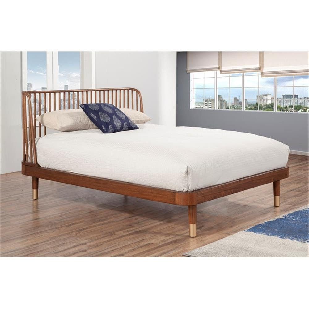 Alpine Furniture Belham Standard King Wood Platform Bed in Dark Walnut ...