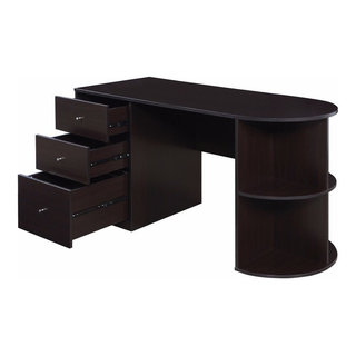 Wooden Writing Desk With Filing Cabinet, Brown - Transitional - Desks ...