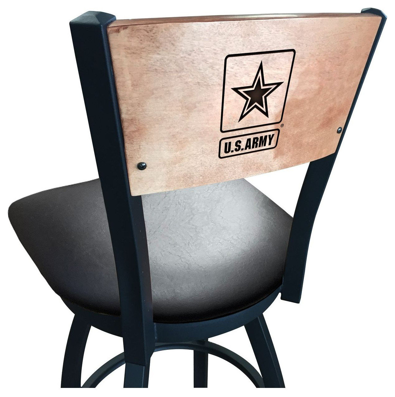 Holland L038 Engraved US Army 25" Swivel Counter Stool - Black/Vinyl ...