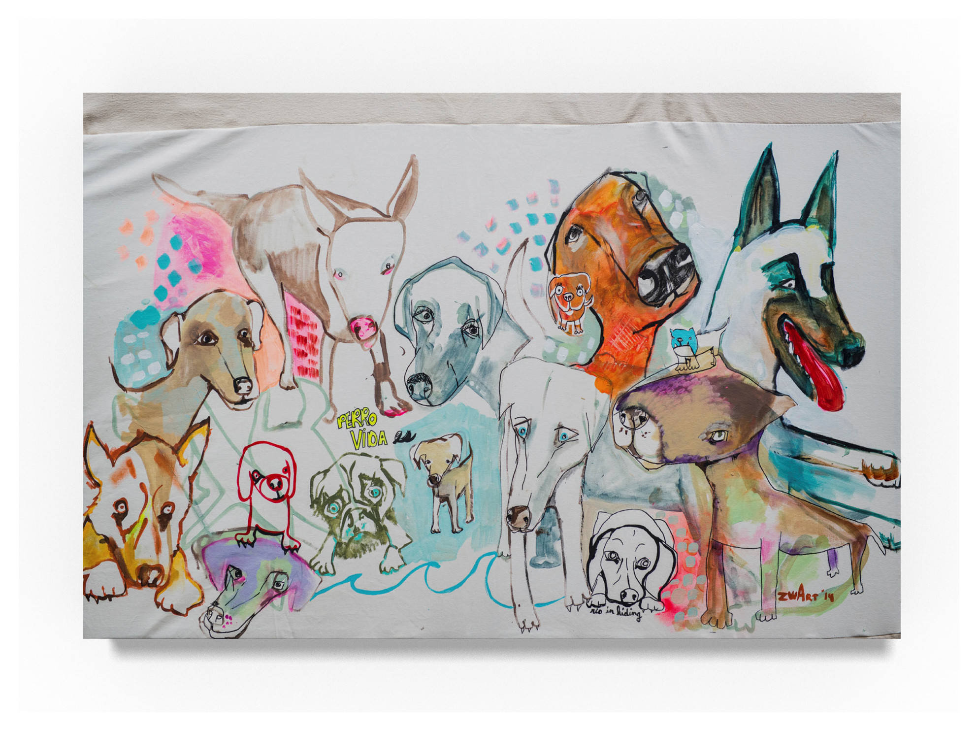 "Perro Vida" by Zwart, Canvas Art, 22"x32" - Contemporary - Prints And ...