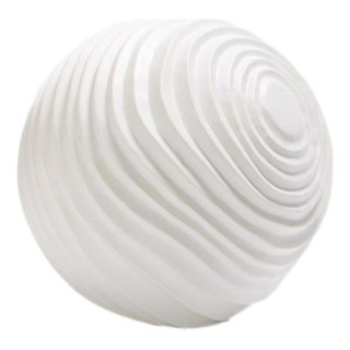 Luxe White Ceramic Ribbed Sphere Sculpture 5" Architectural Shape ...