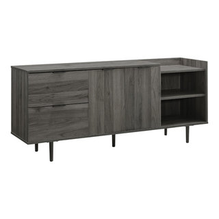 58" Modern Storage TV Stand, Slate Gray - Midcentury - Entertainment ...