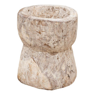 Antique Farmhouse Teak Grinder Pot - Rustic - Indoor Pots And Planters ...