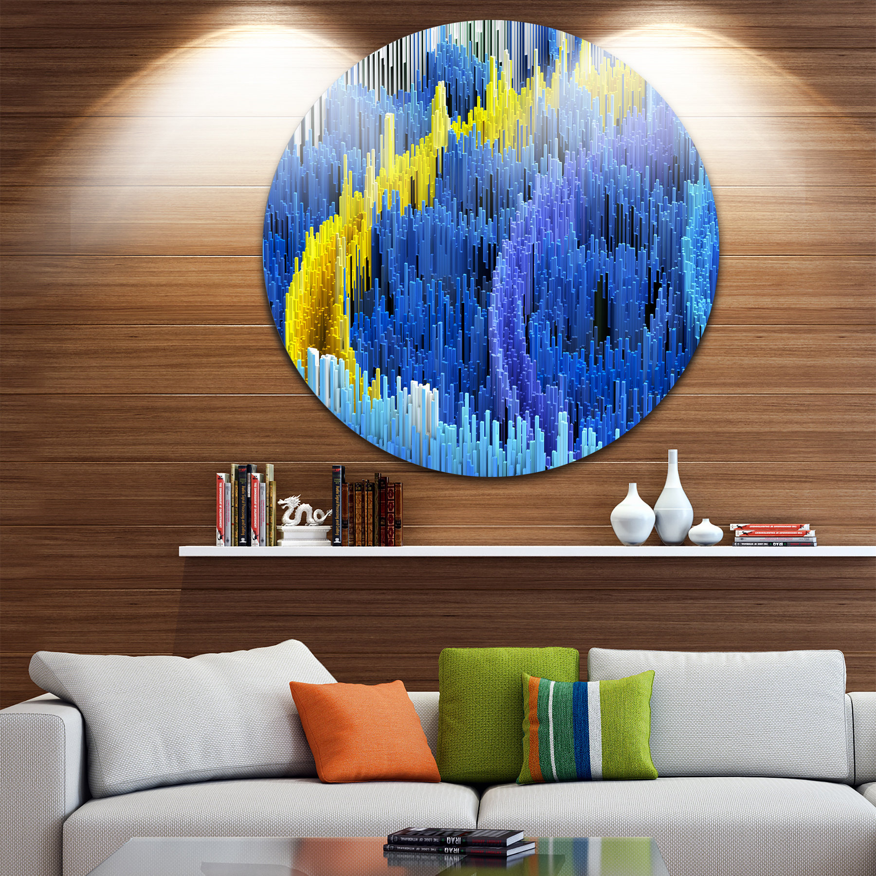 Macro Render Structure Blue Yellow, Art Large Disc Metal Wall Art, Disc ...
