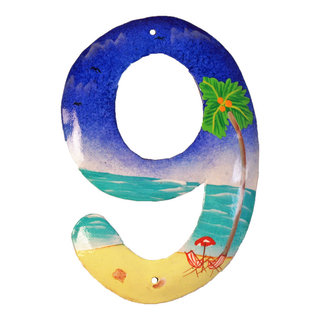 Tropical Beach House Numbers Haitian Metal Art Number 9 - Tropical ...