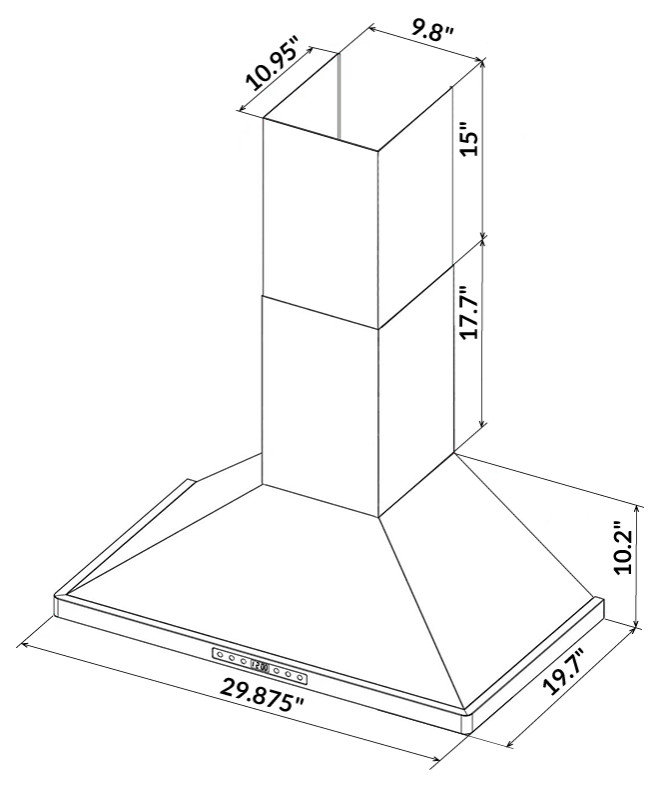 Wall Mount Pyramid Range Hood with LED, 30" - Contemporary - Range ...